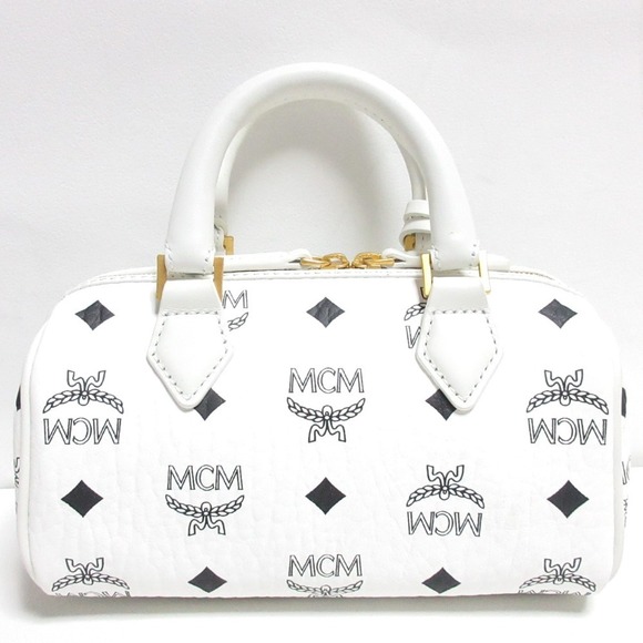 MCM | Bags | Mcm Mini Ella Visetos 2way Mini Boston Bag White | Poshmark